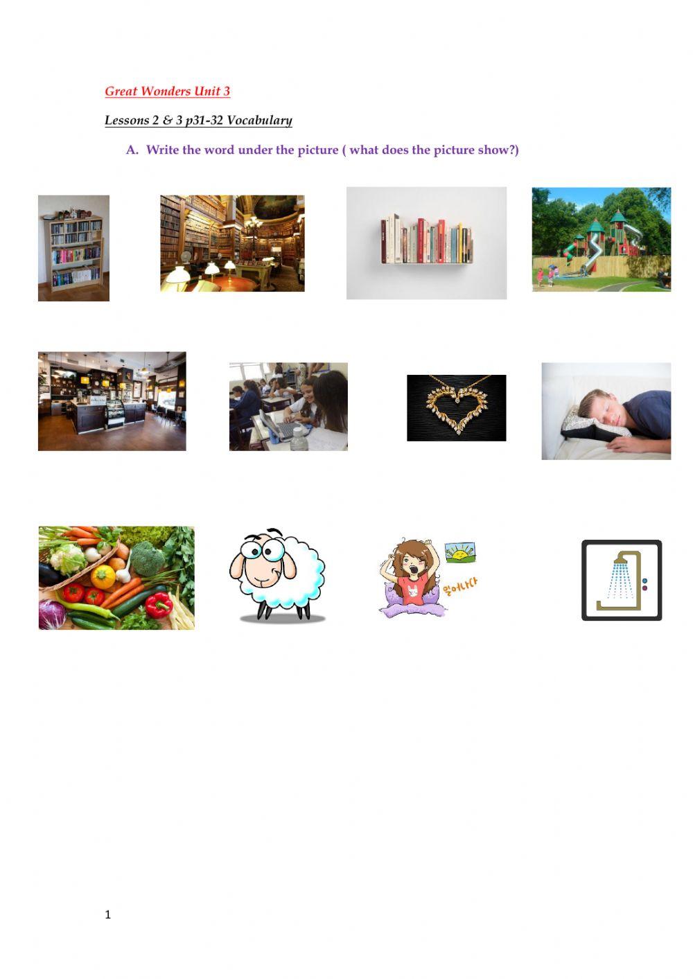 Vocabulary online exercise for a1 | Live Worksheets