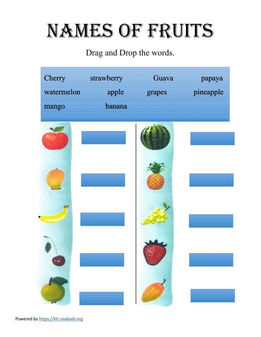 Names of the Fruits worksheet | Live Worksheets