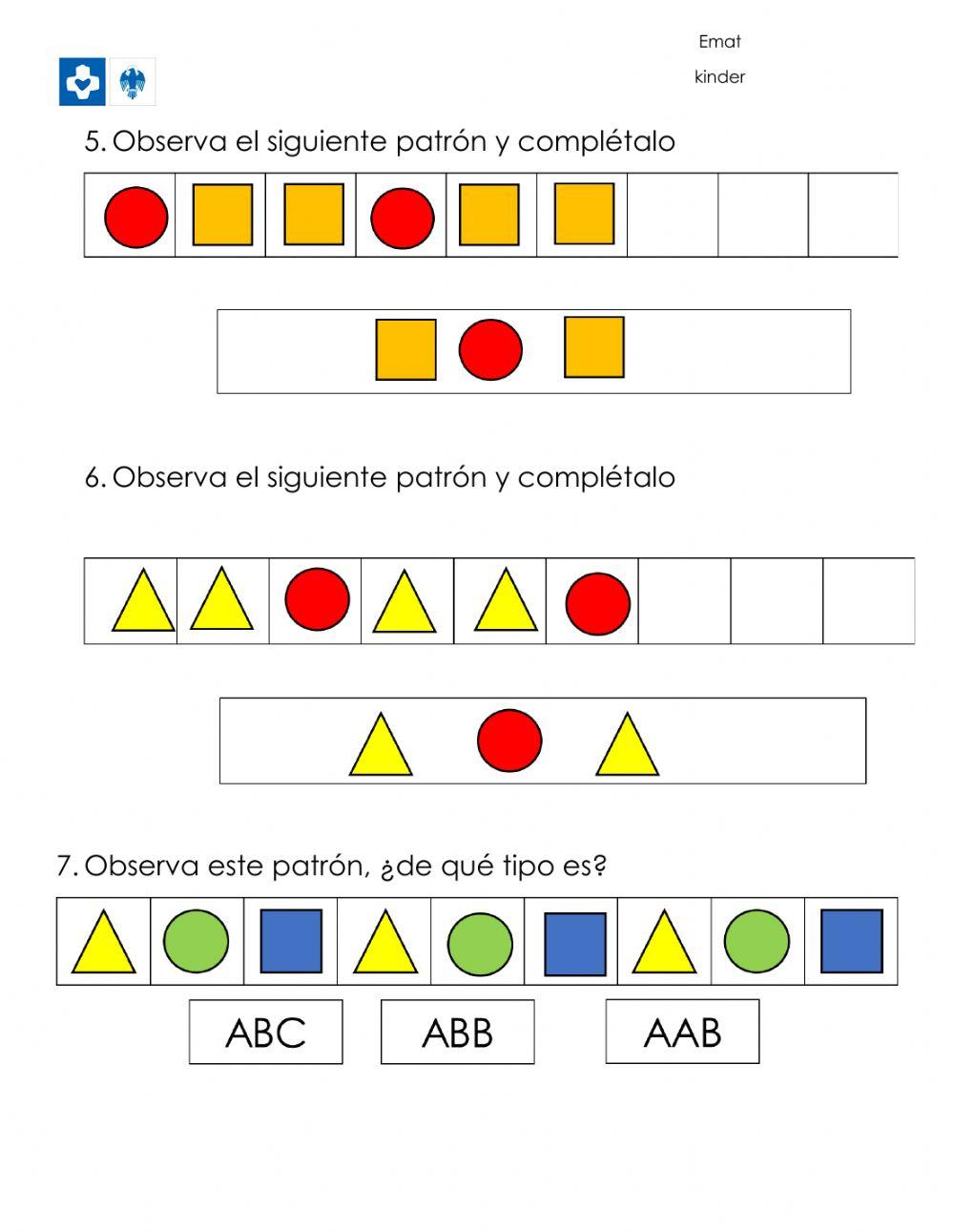 Ficha patrones | Free Interactive Worksheets | 499185