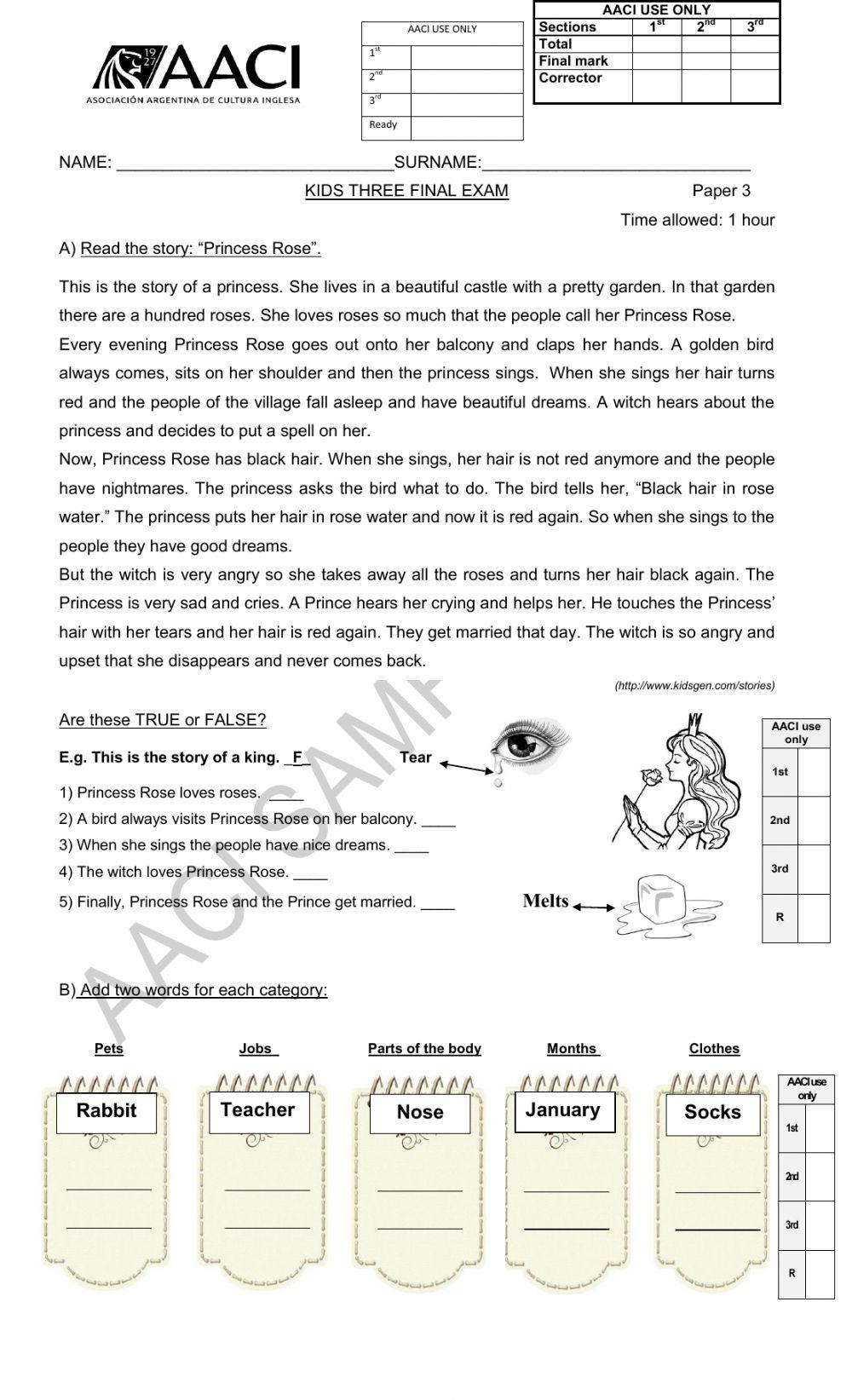 K3 TEST PRACTICE 3 online exercise for | Live Worksheets