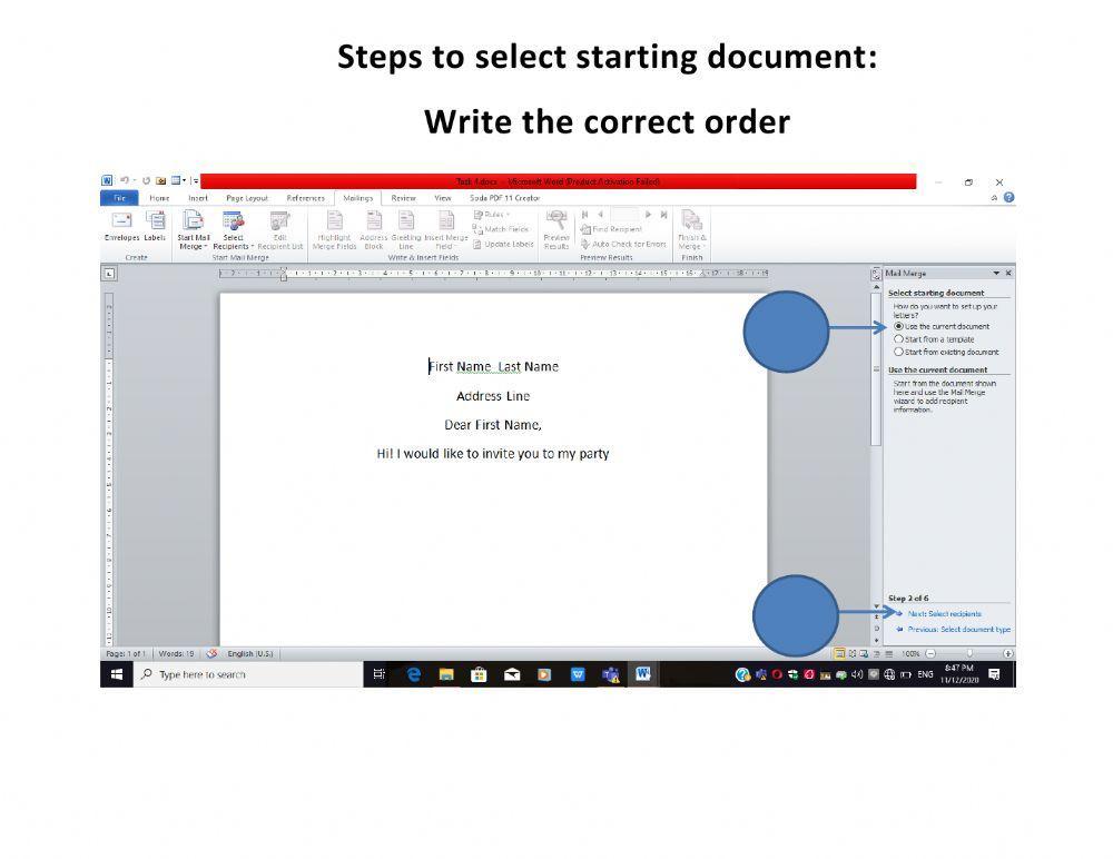Mail Merge | Free Interactive Worksheets | 496940