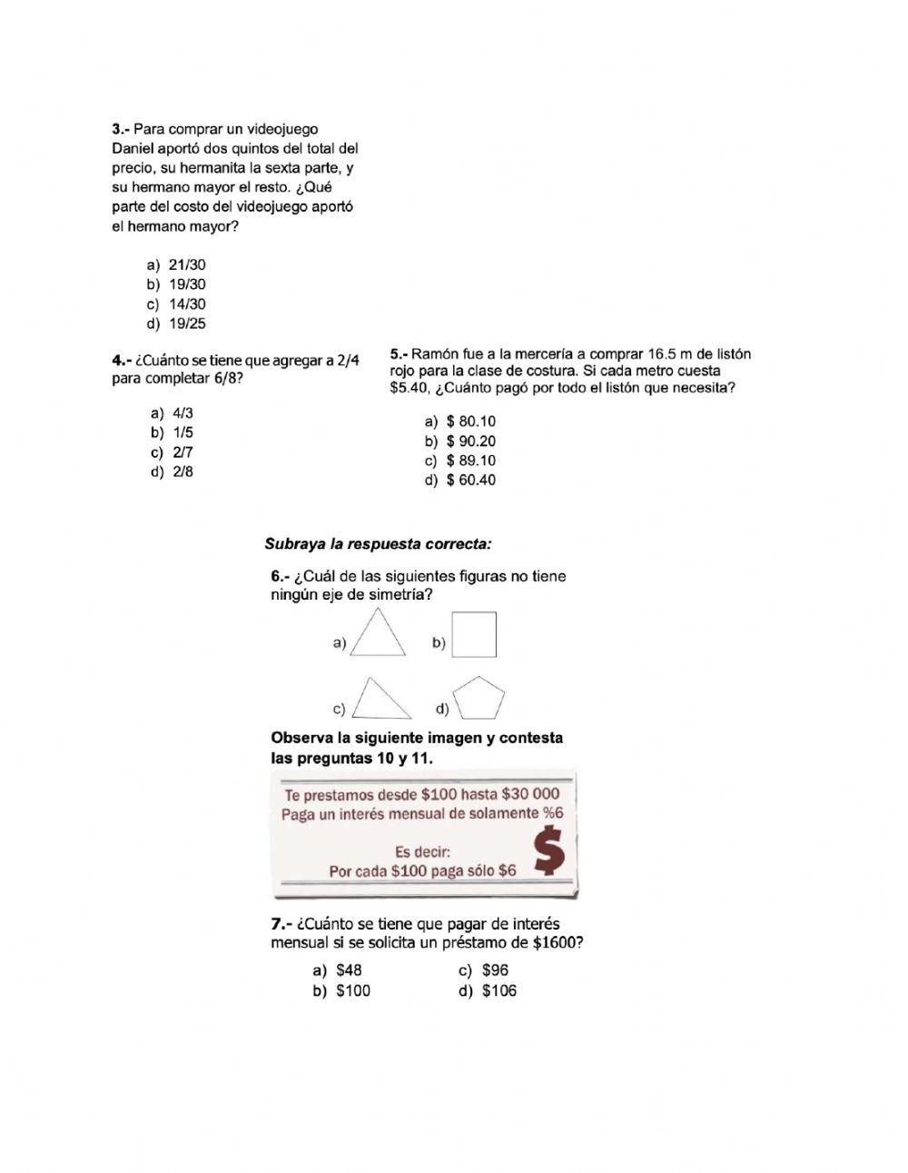 Mathematics worksheet for 6th grade | Live Worksheets