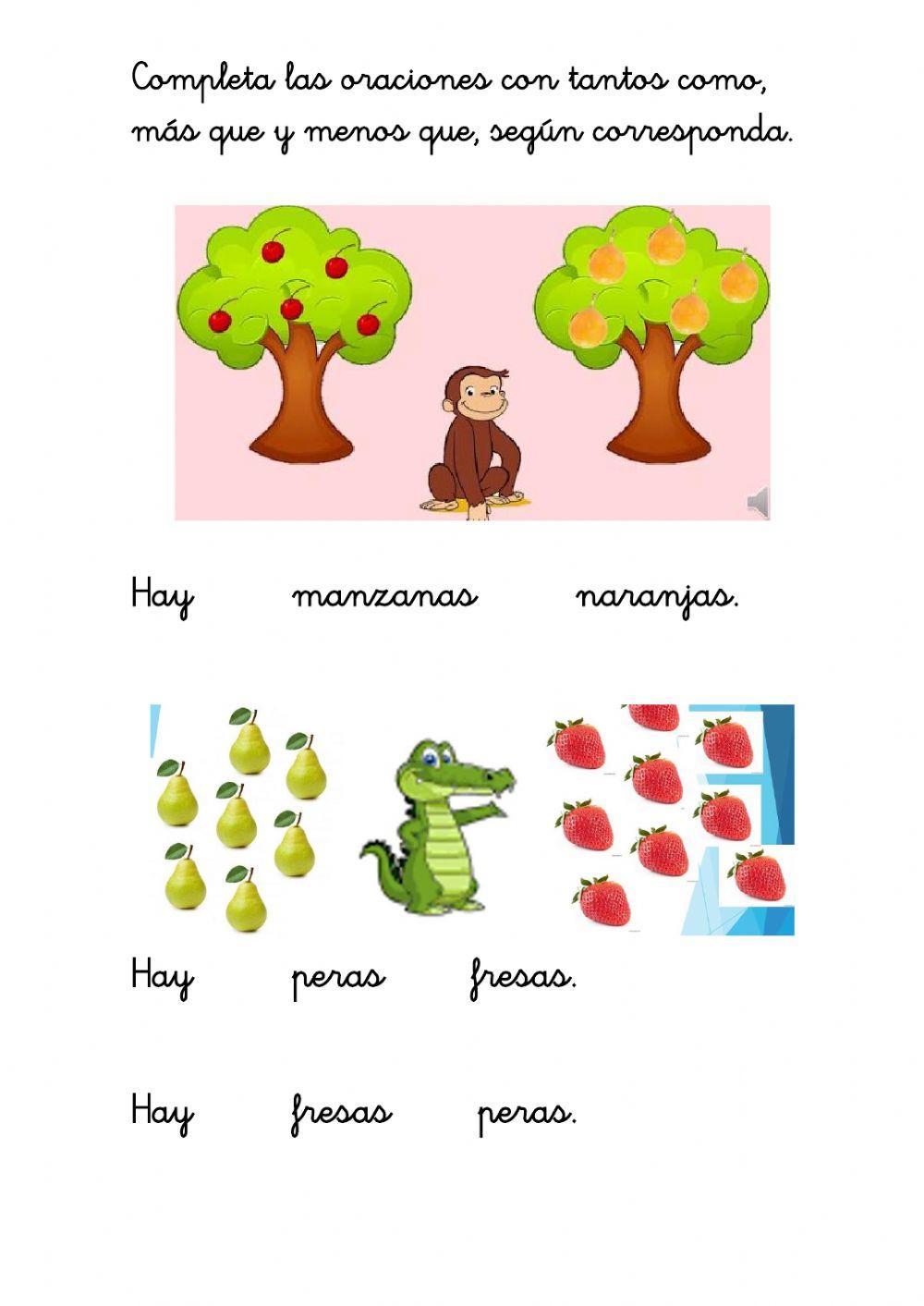 Comparación más que, menos que, tanto como worksheet | Live Worksheets