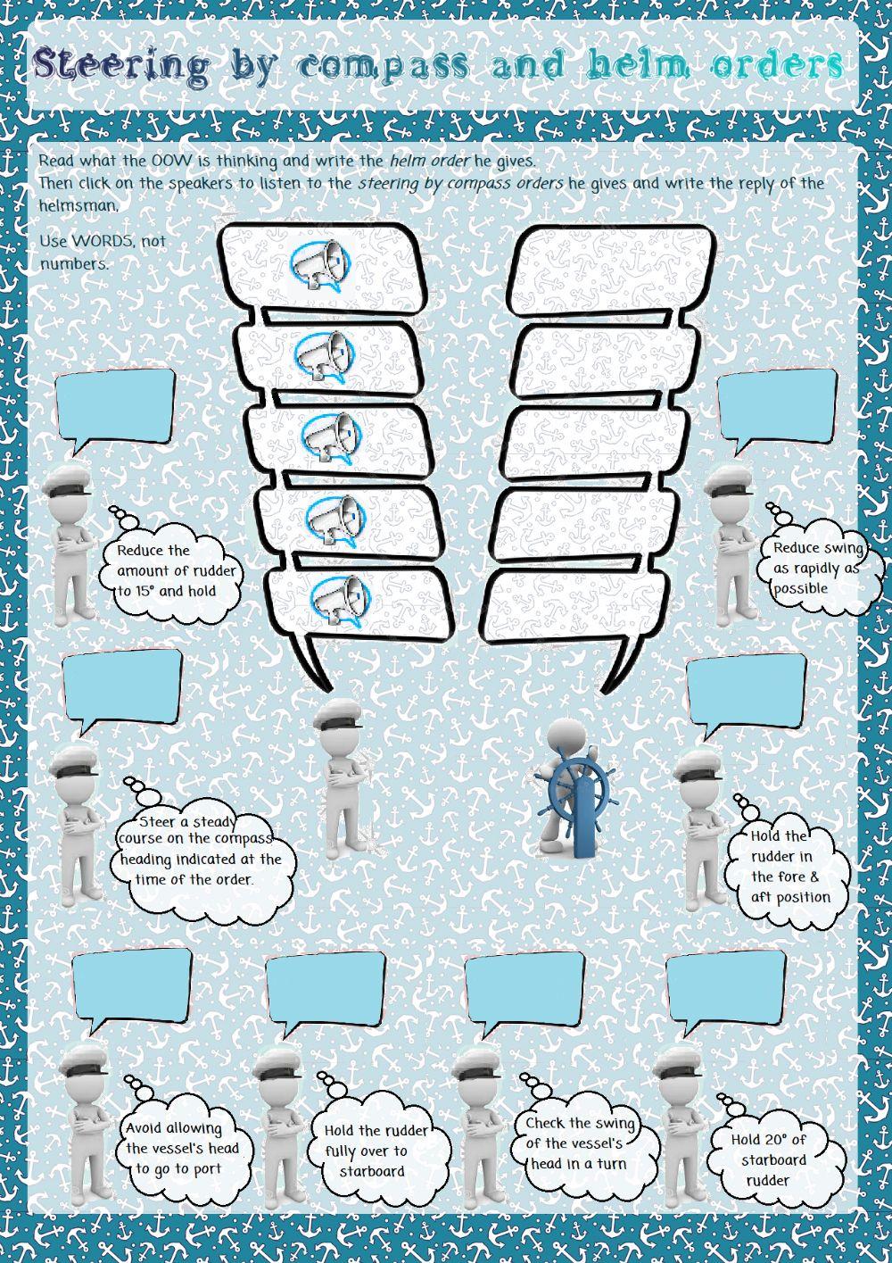 Steering by Compass and Helm Orders worksheet | Live Worksheets