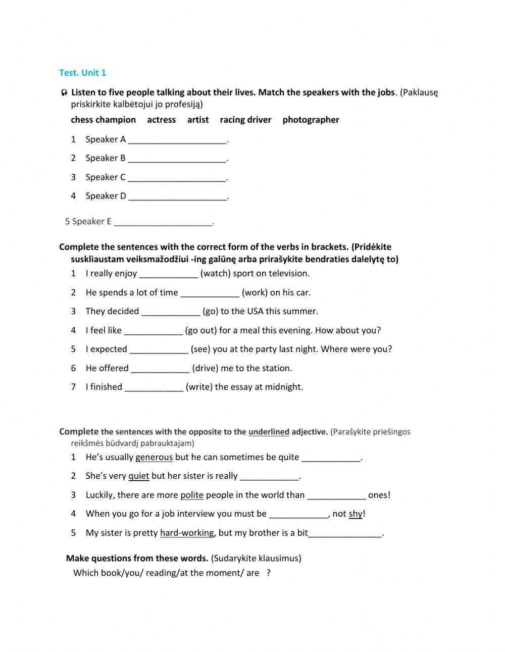 497439 | Class 7. Test unit 1 | jolantuxe01