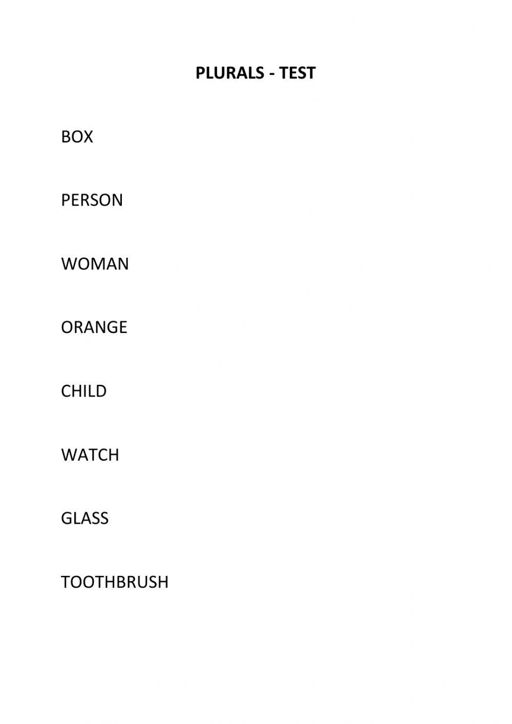 Plurals interactive activity for Grade 4 | Live Worksheets