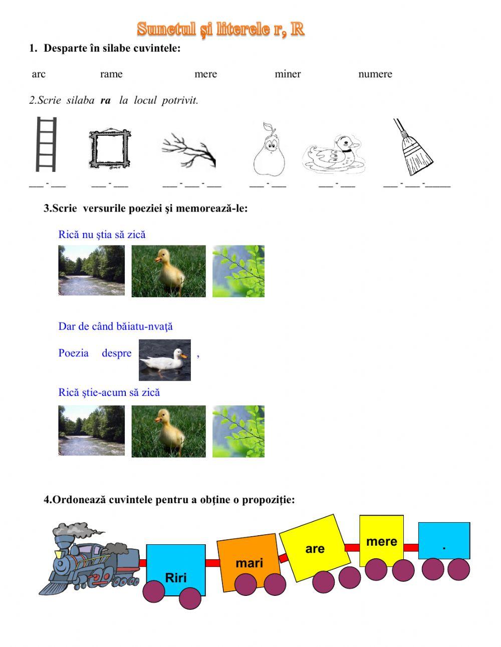 Sunetul și literele r, R worksheet | Live Worksheets