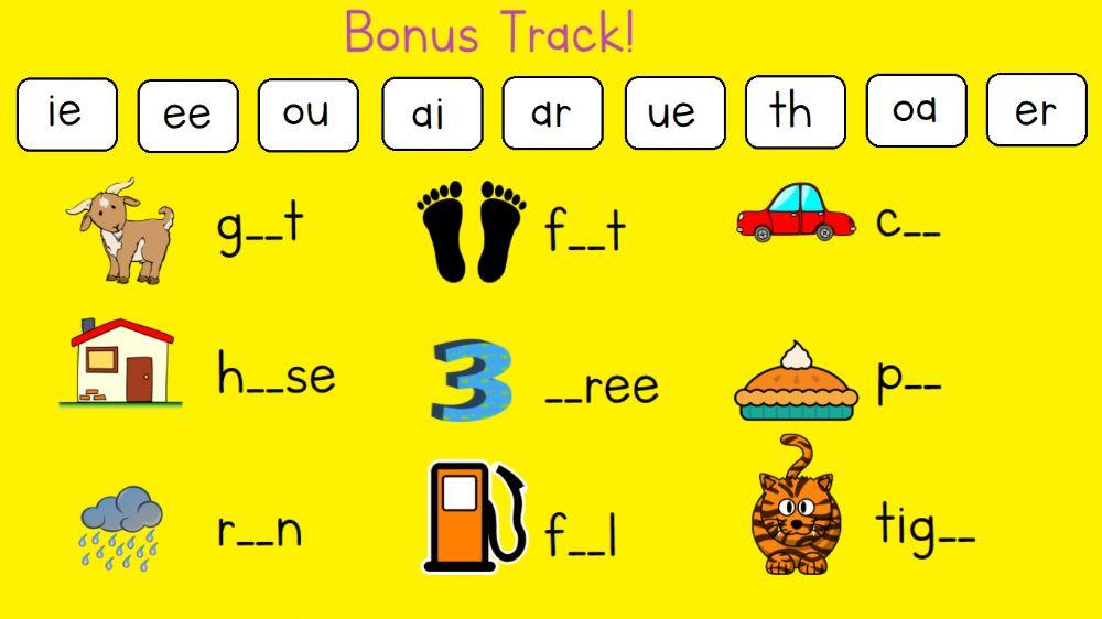 Bonus track diagraphs worksheet | Live Worksheets