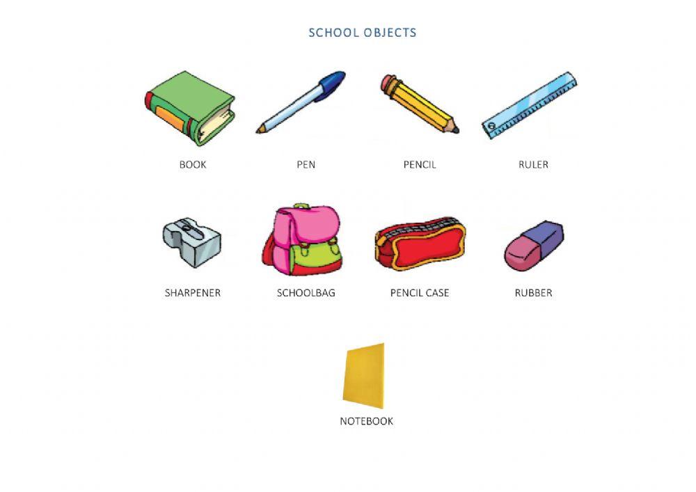 School objects online exercise for Grade 2 | Live Worksheets