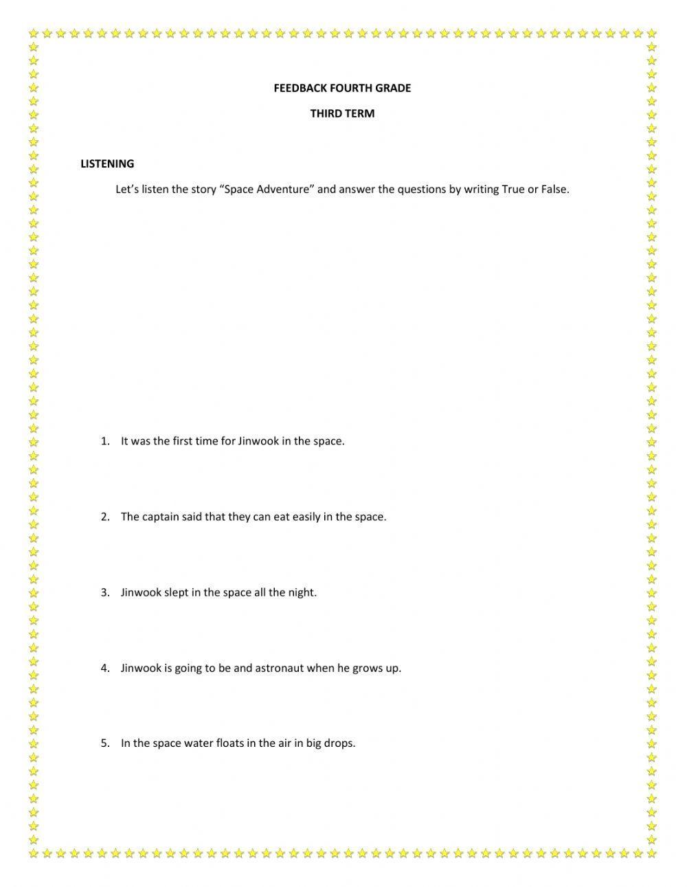 FEEDBACK THIRD TERM 4 worksheet | Live Worksheets