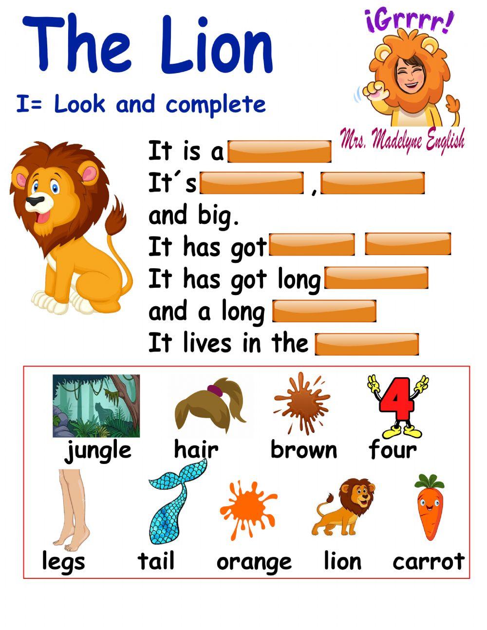 The lion | Free Interactive Worksheets | 498234