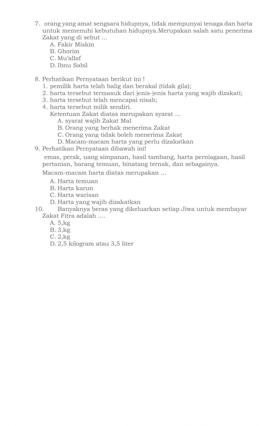 Lkpd pai-bp kelas 6 worksheet | Live Worksheets