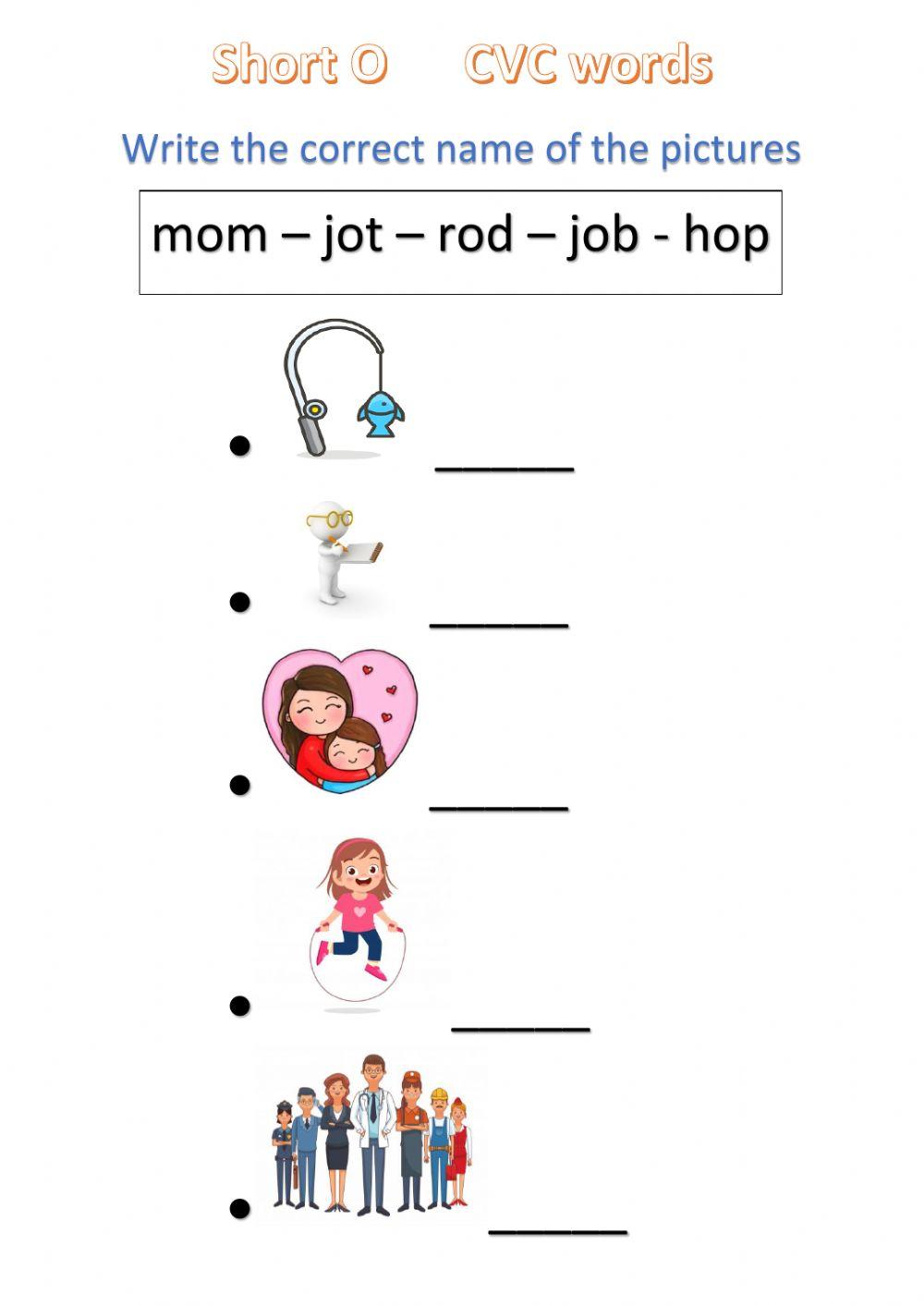Short o online activity | Live Worksheets