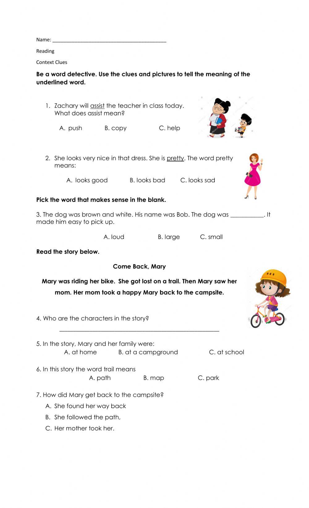 498992 Context Clues Nsweeting Liveworksheets