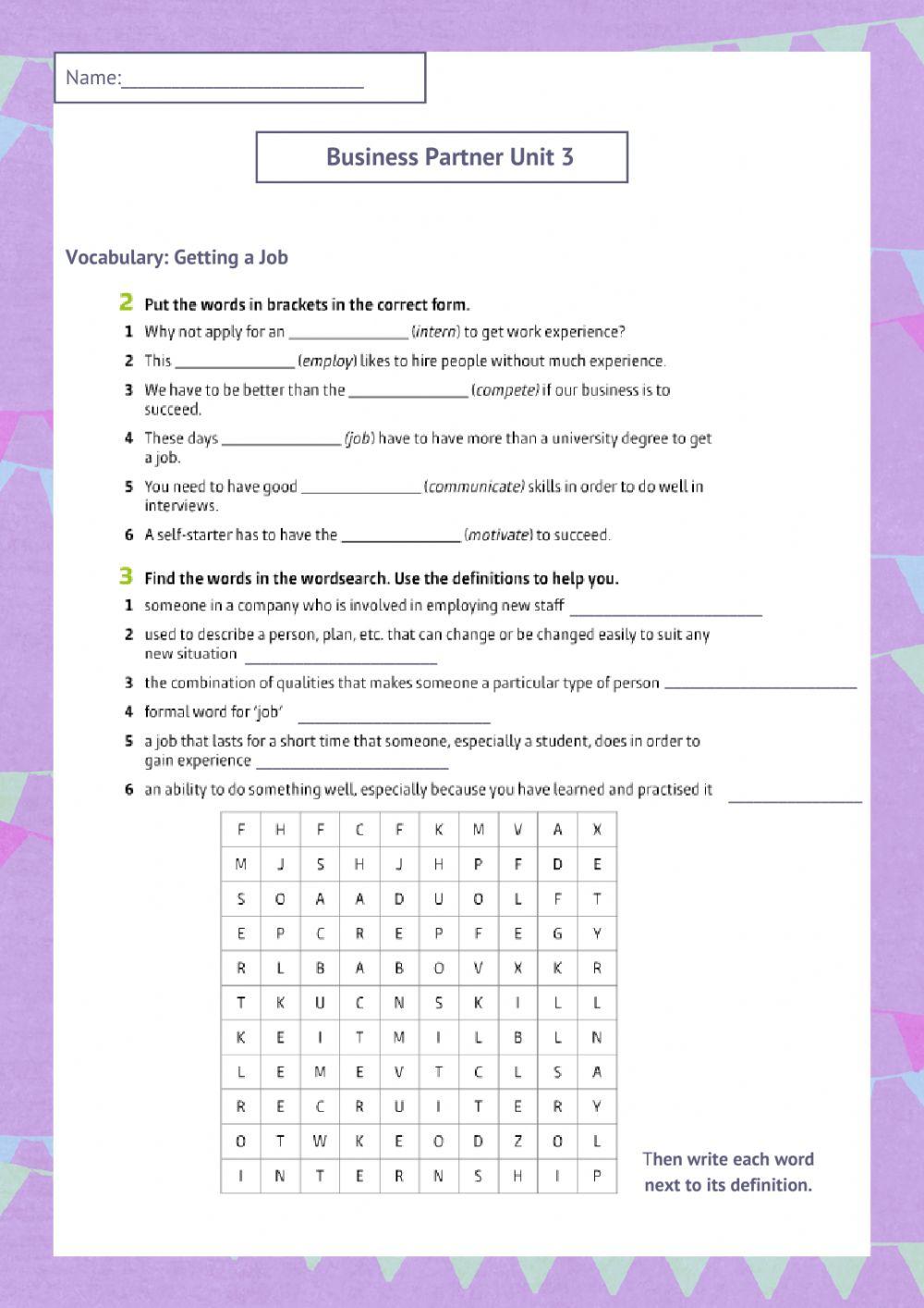 6B Unit 3 WB worksheet | Live Worksheets