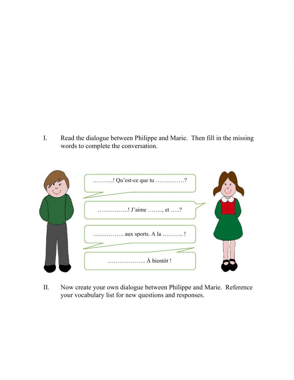 Bonjour Worksheet worksheet | Live Worksheets
