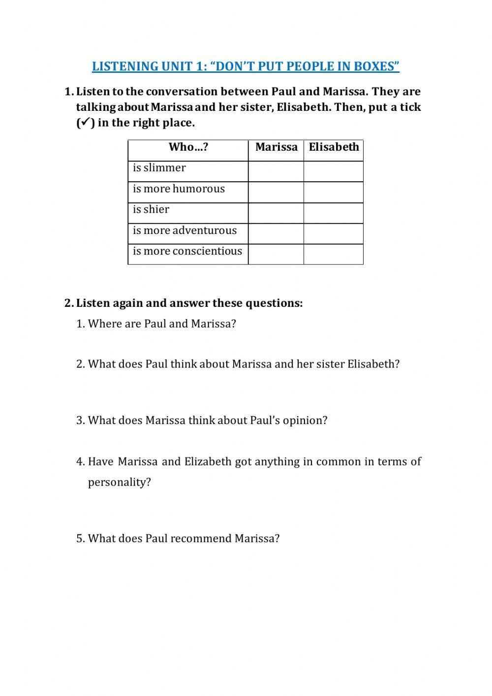 Listening. Comp… | Free Interactive Worksheets | 499622