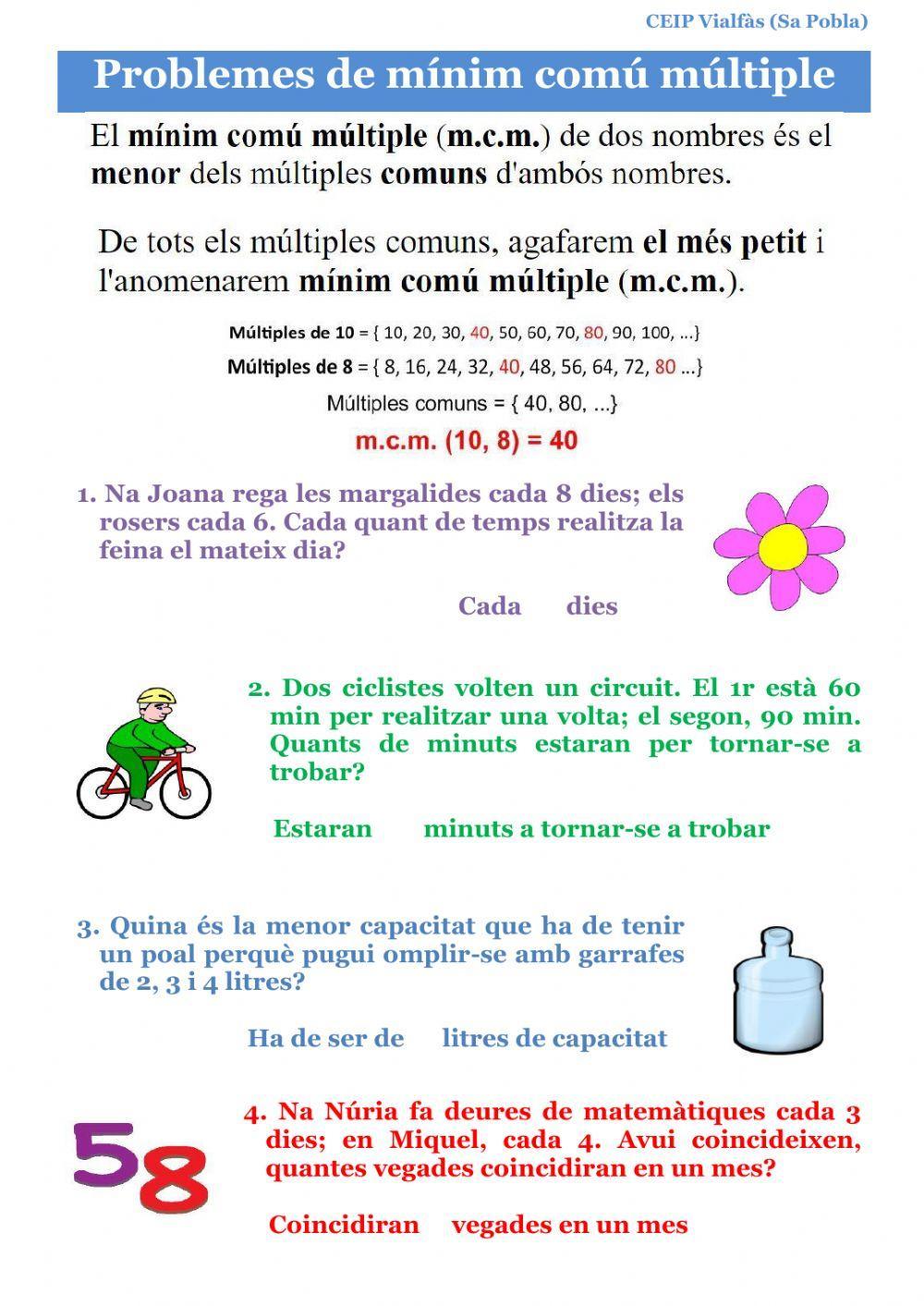 Mínim Comú Múlt… | Free Interactive Worksheets | 500013