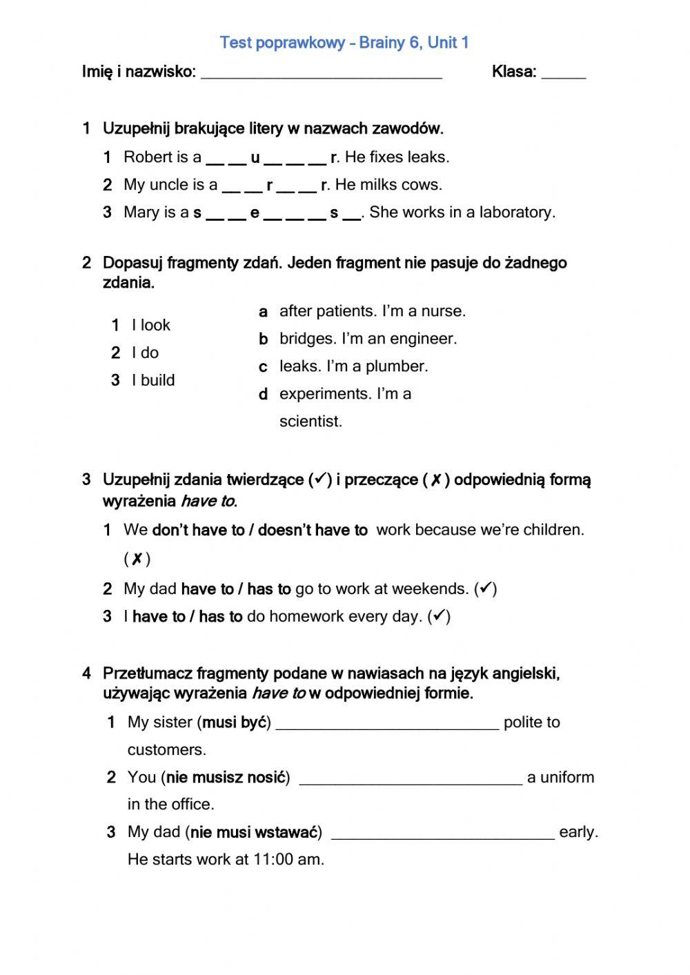 Brainy 6 Unit 1… | Free Interactive Worksheets | 4420404
