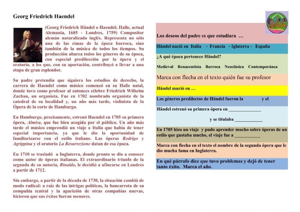 Georg Friedrich Häendel worksheet | Live Worksheets