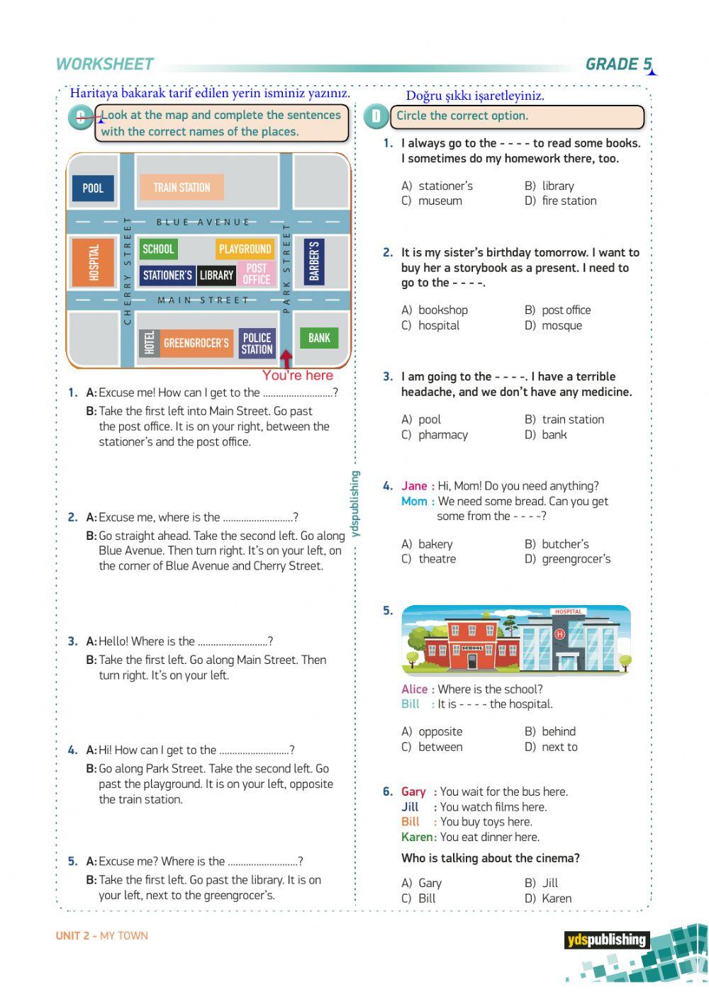 UNIT 2 MY TOWN … | Free Interactive Worksheets | 6233144
