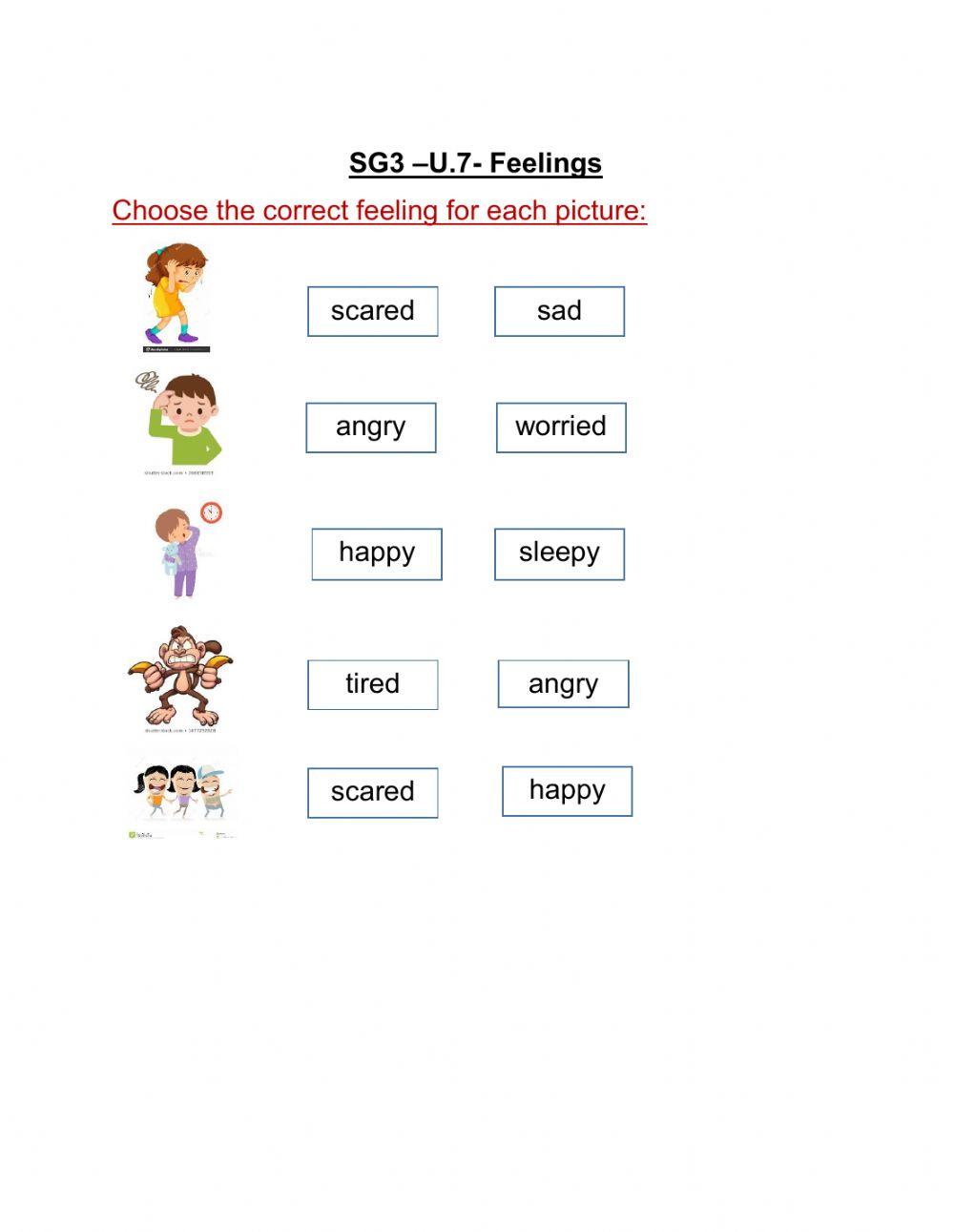 Feelings | Free Interactive Worksheets | 500229