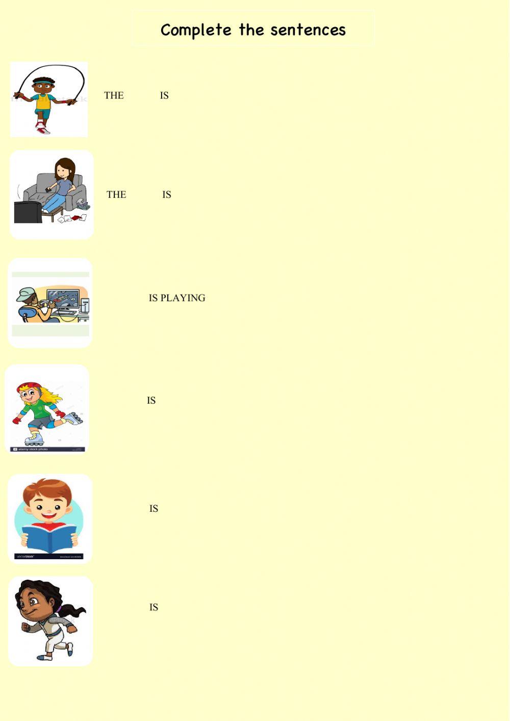 Actions: she is- he is interactive worksheet | Live Worksheets