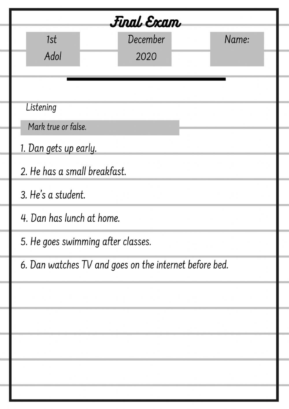 Fina Exam worksheet | Live Worksheets
