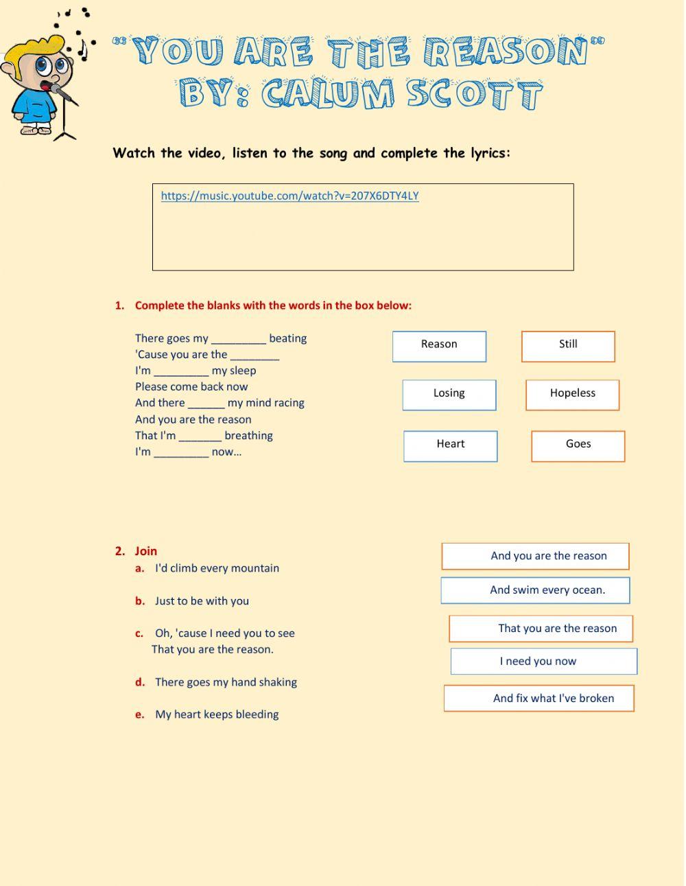 You are the reason interactive worksheet | Live Worksheets