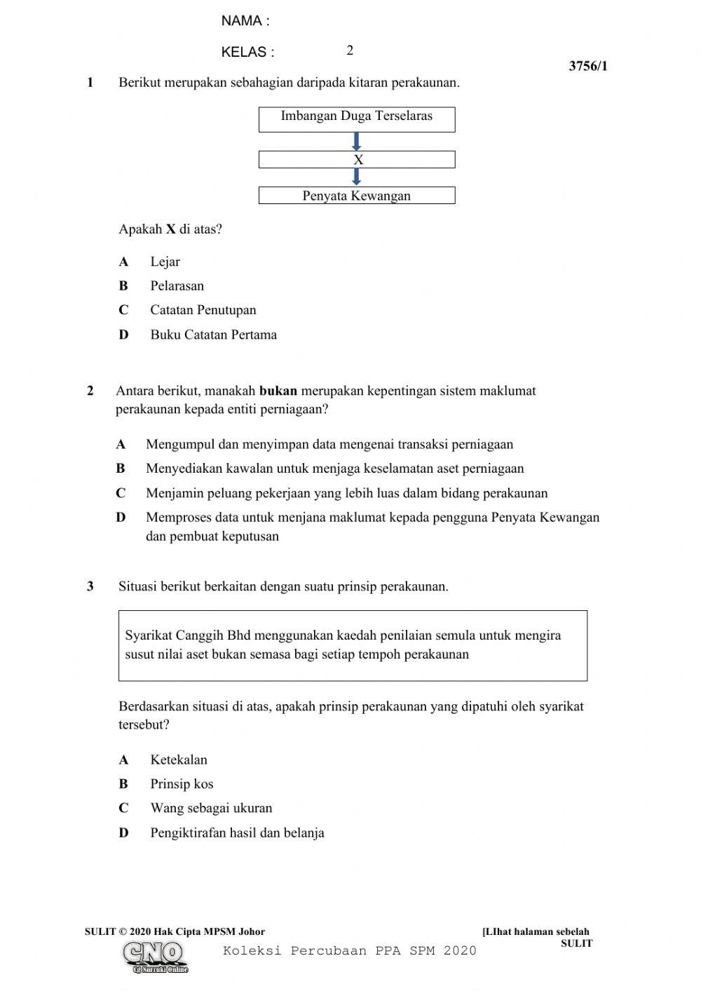 3756 TRIAL SPM 2020 - MPSM JOHOR M2 (Siri 1) online exercise for | Live ...