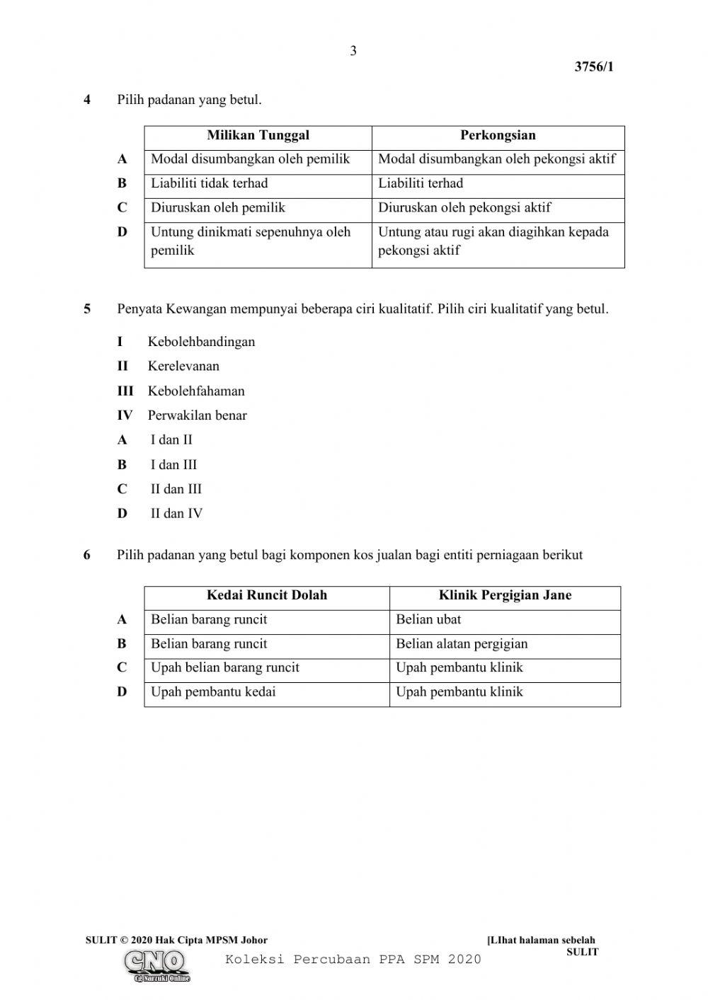 3756 TRIAL SPM 2020 - MPSM JOHOR M2 (Siri 1) online exercise for | Live ...