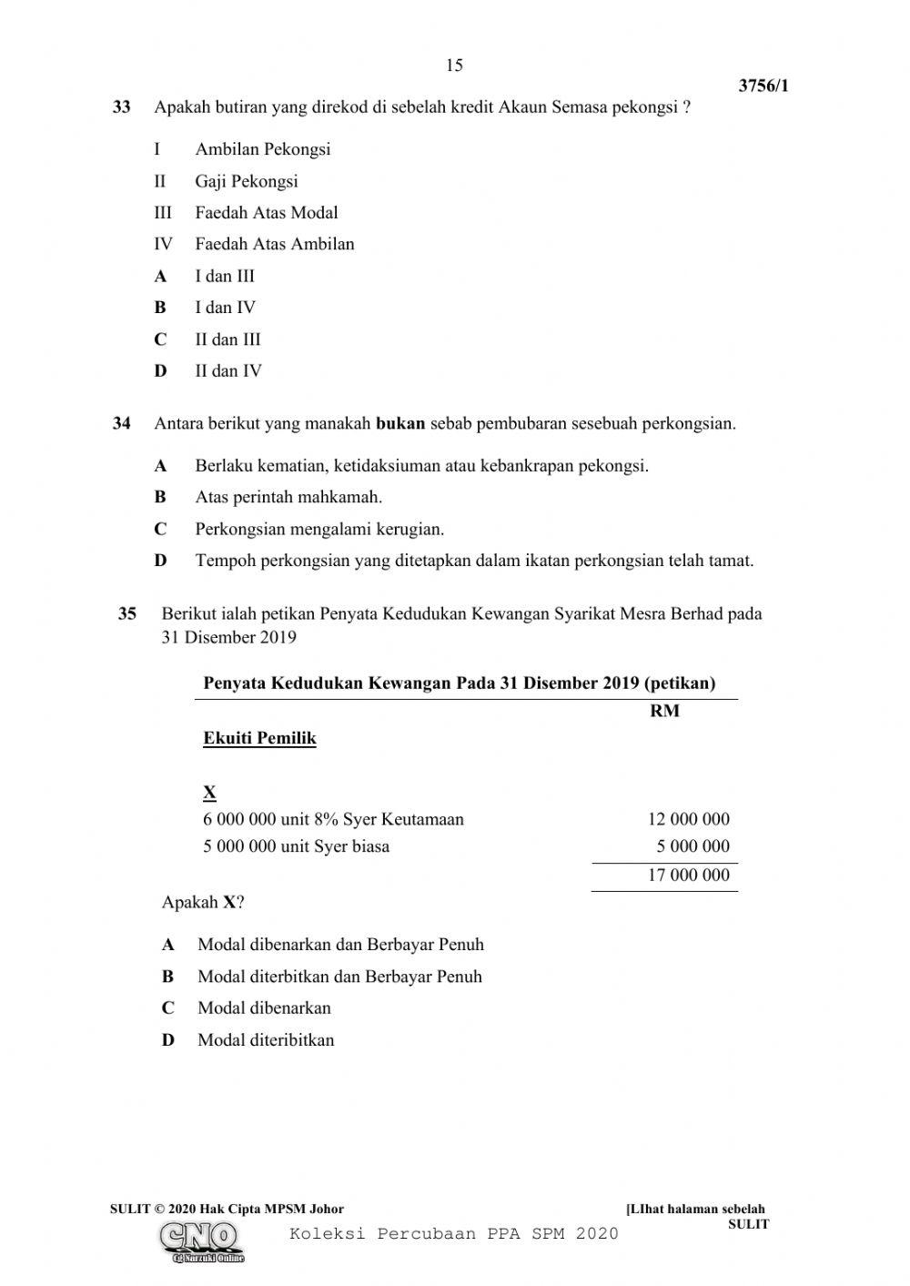 3756 TRIAL SPM 2020 - MPSM JOHOR M2 (Siri 4) online exercise for | Live ...