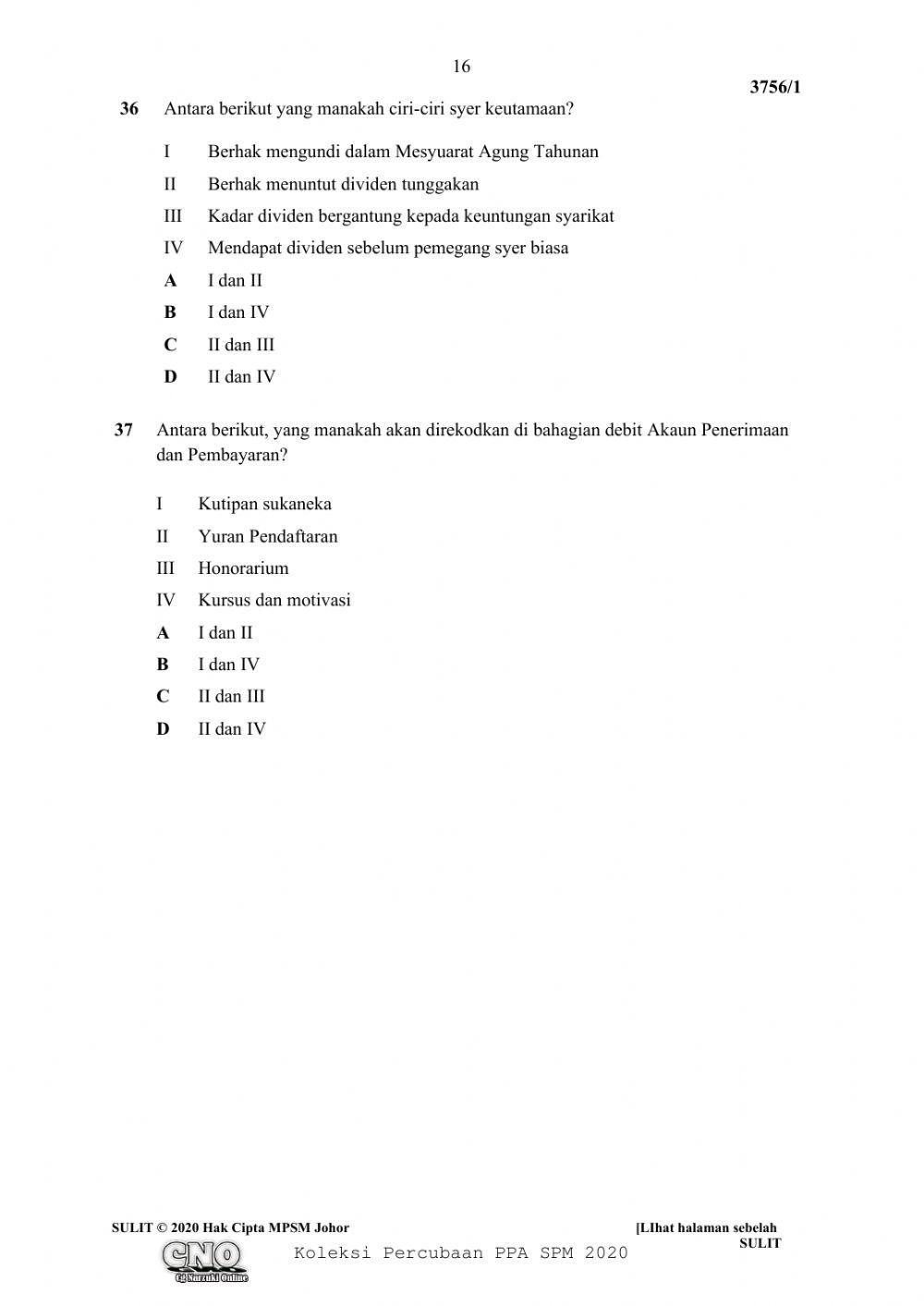 3756 TRIAL SPM 2020 - MPSM JOHOR M2 (Siri 4) online exercise for | Live ...