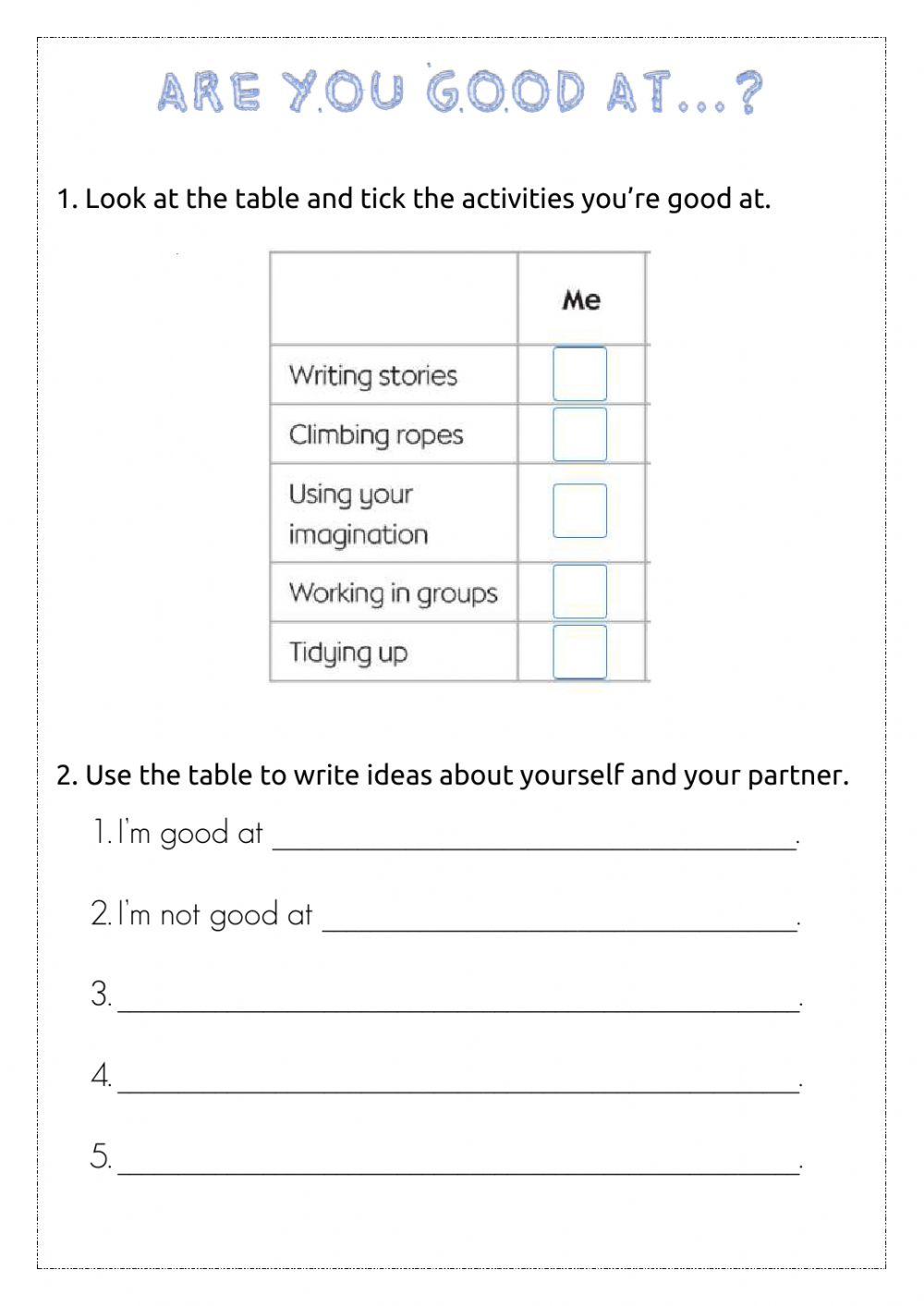 Kids 4 exercise for kids | Live Worksheets