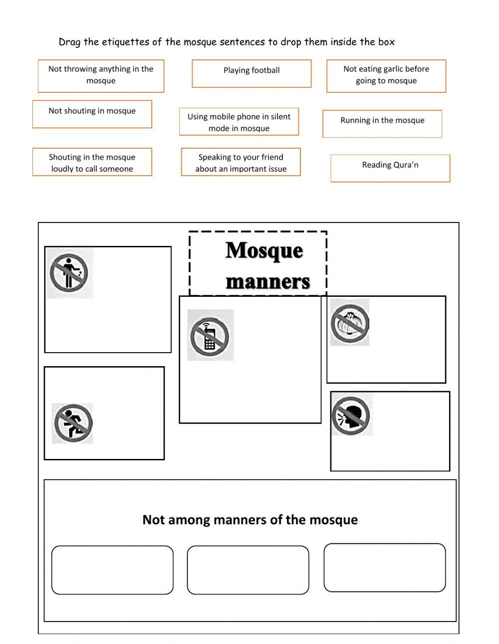 inside a mosque worksheet