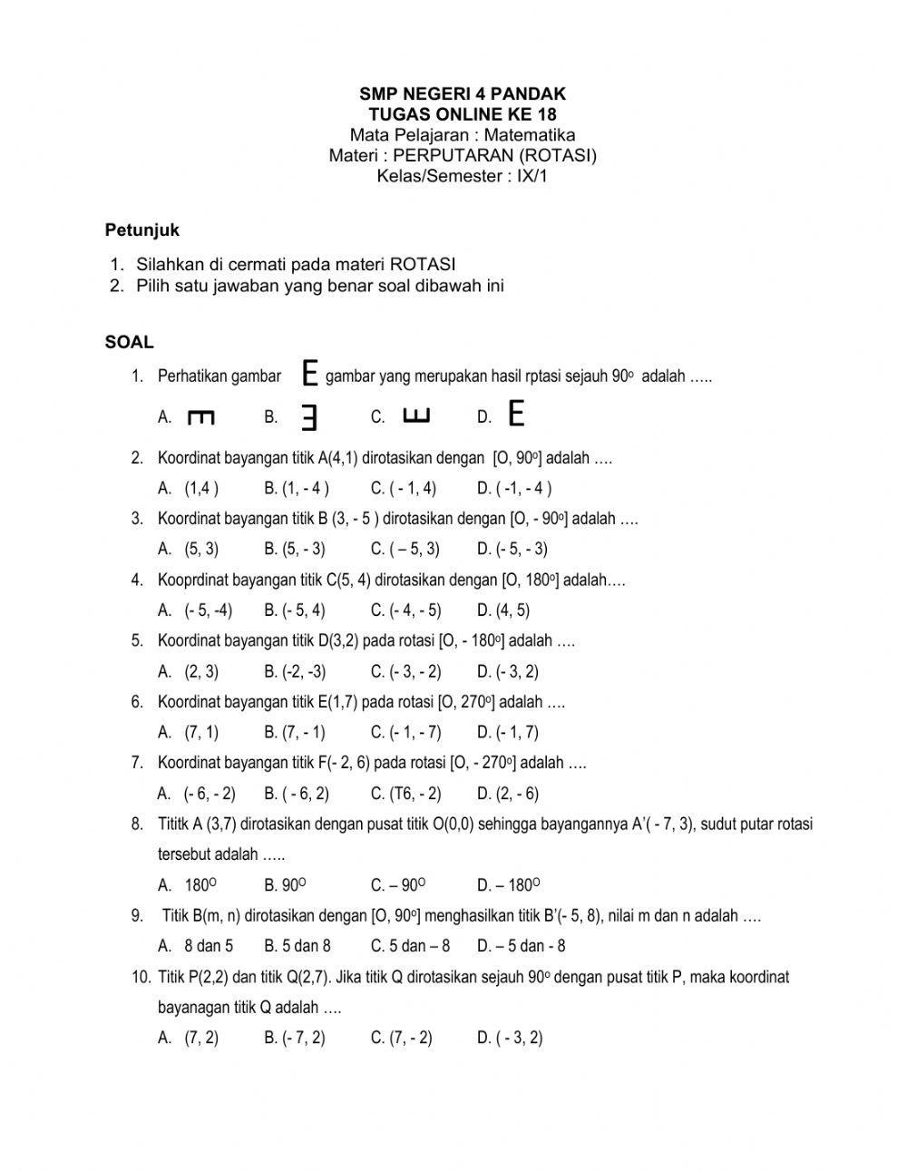Latihan soal online worksheet for 9 | Live Worksheets