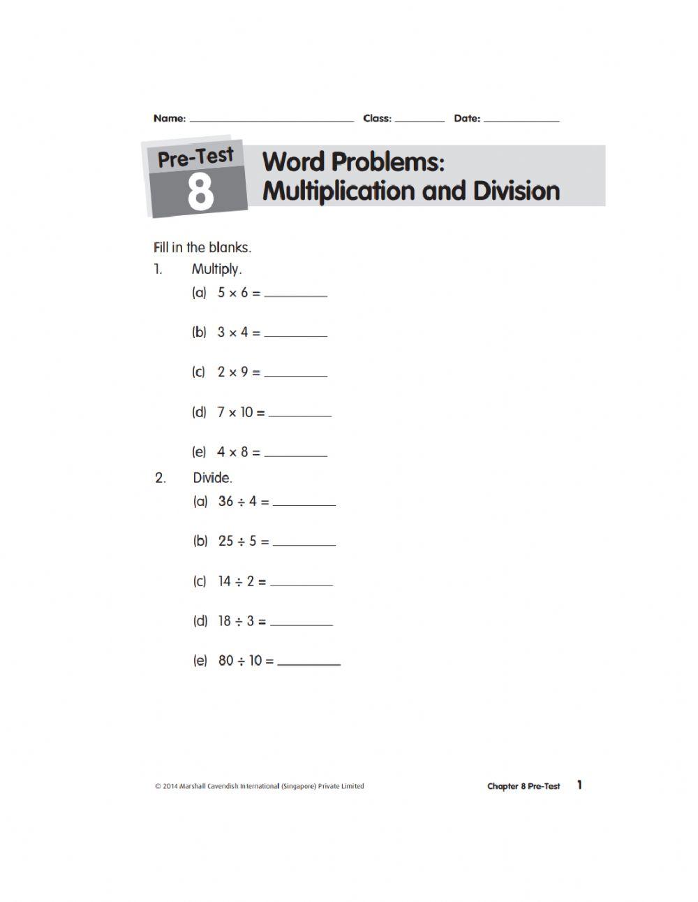 Pre-Test Chapter 8 online exercise for | Live Worksheets