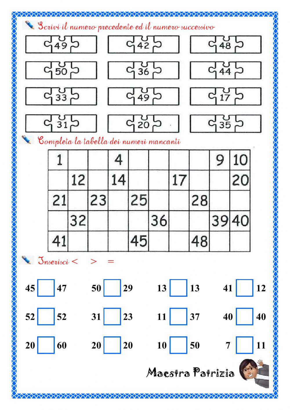 I numeri entro il 50 worksheet | Live Worksheets