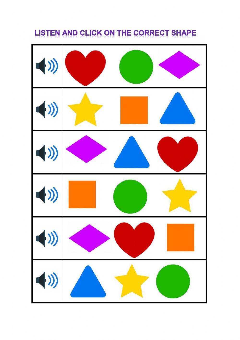 Shapes - listen… | Free Interactive Worksheets | 504598