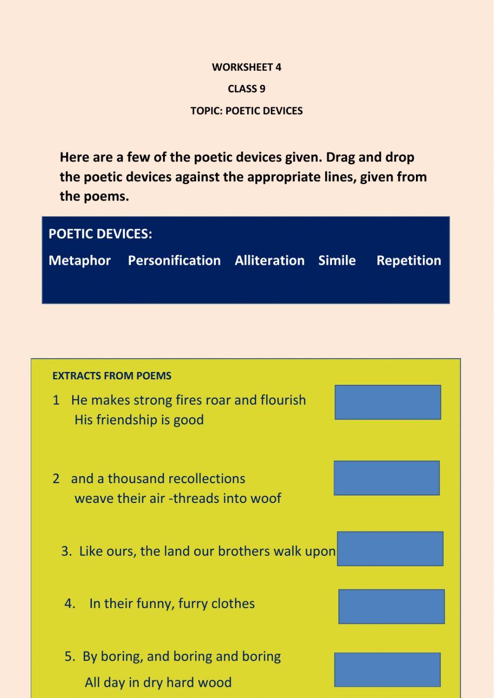 Class 9 Poetic … | Free Interactive Worksheets | 504669