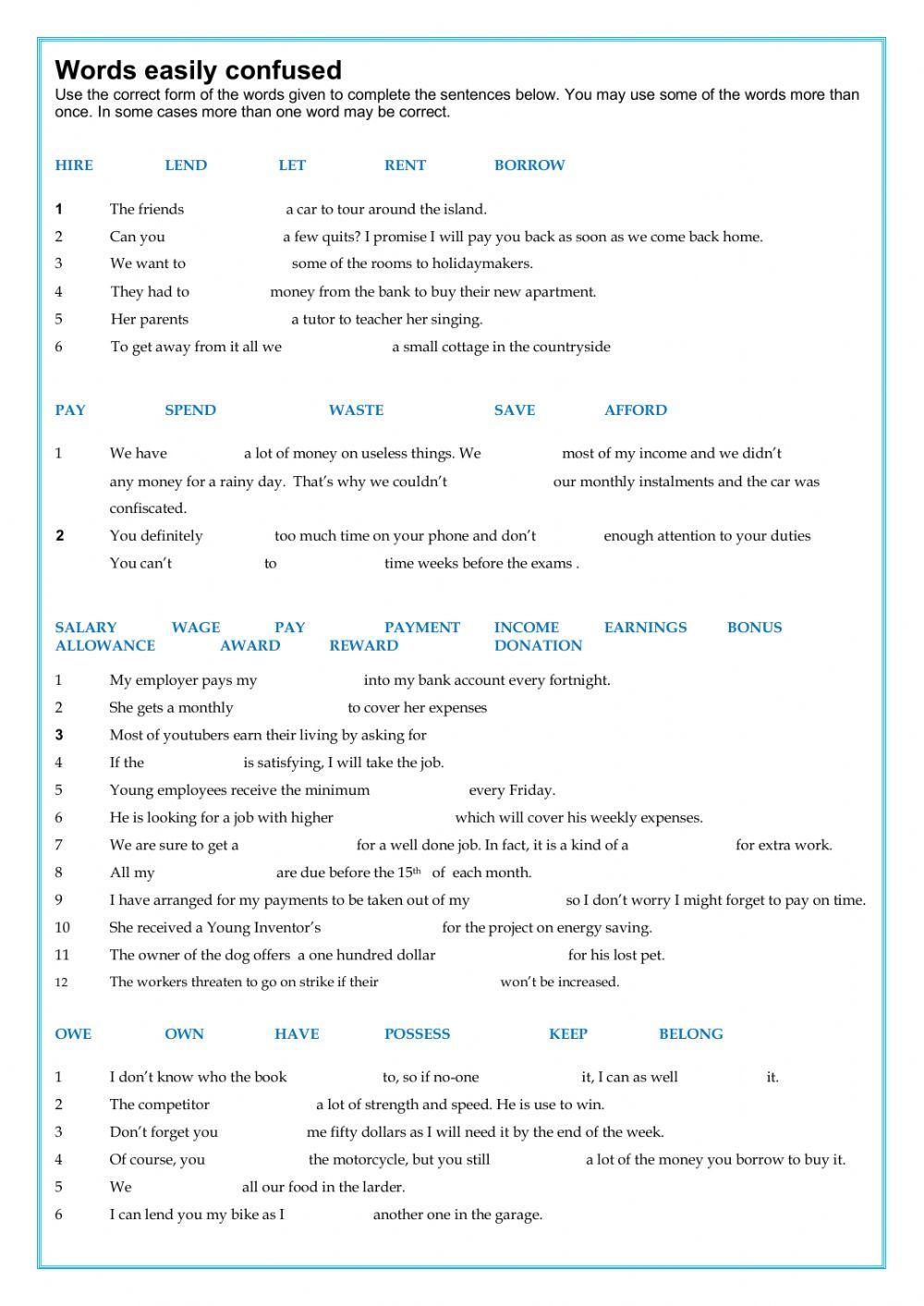 Confusing Words | Free Interactive Worksheets | 505195