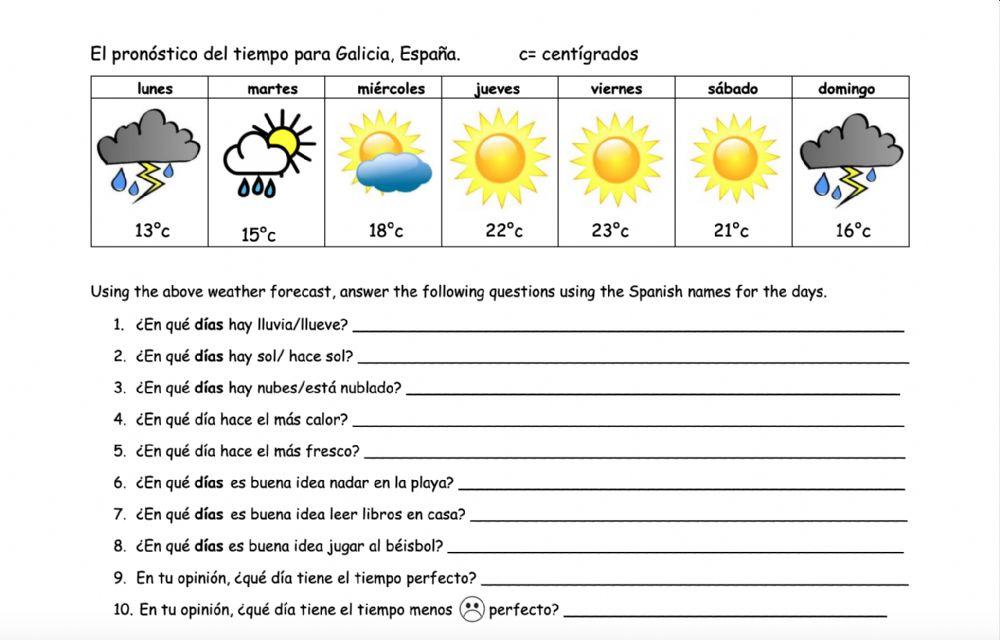 ¿Qué tiempo hace? online exercise for | Live Worksheets