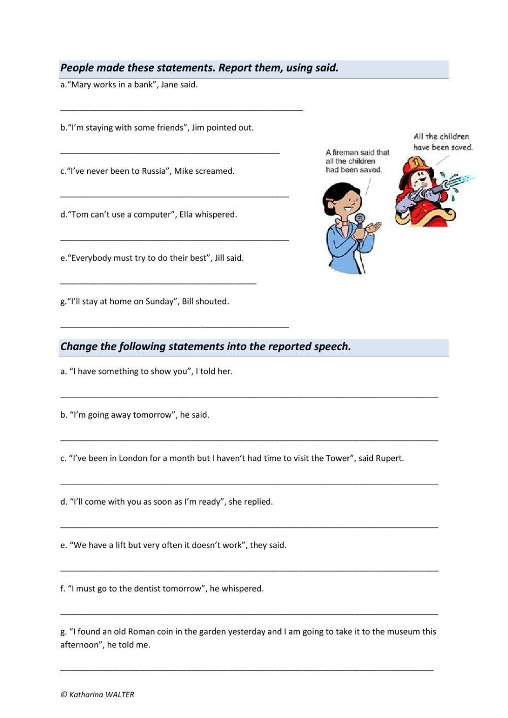 Reported Speech 505415 | kawalter | Live Worksheets