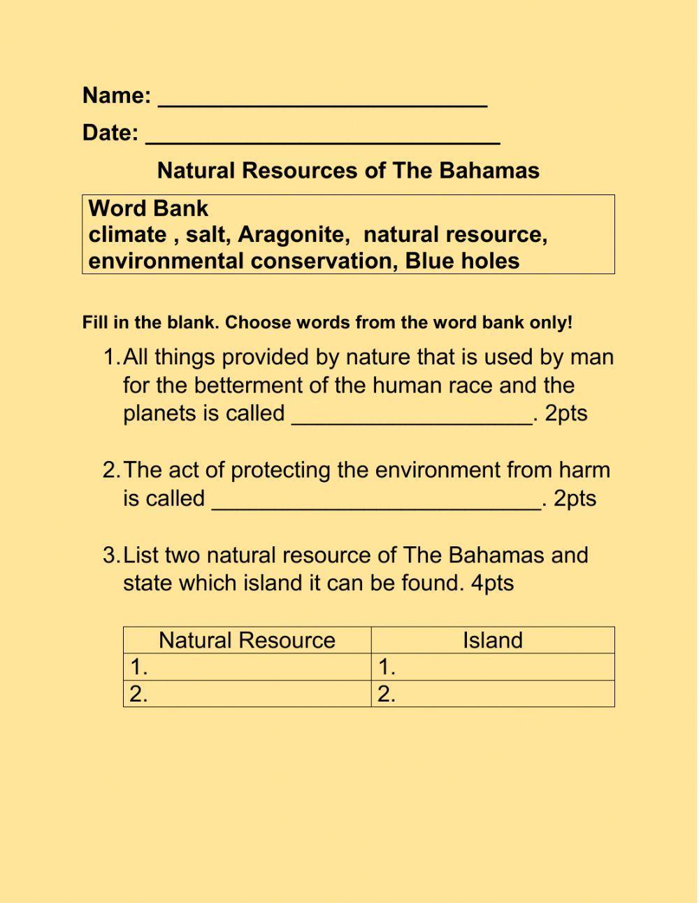 Natural Resources online activity for 4-6 | Live Worksheets