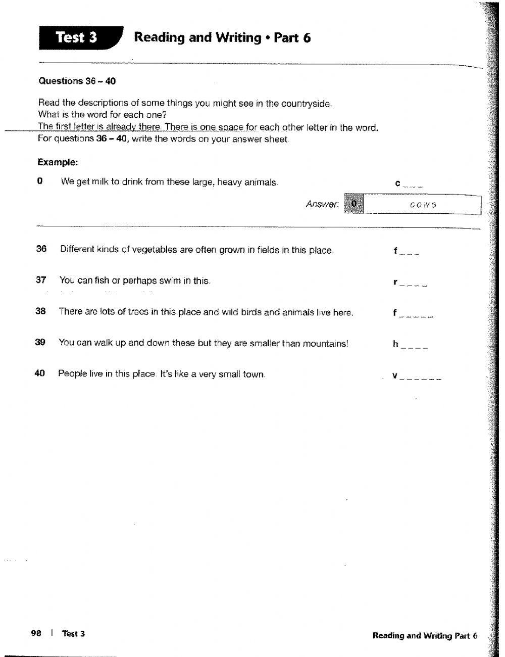 KET EXAM - READING AND WRITING Parts 6,7,8,9 online exercise for | Live ...