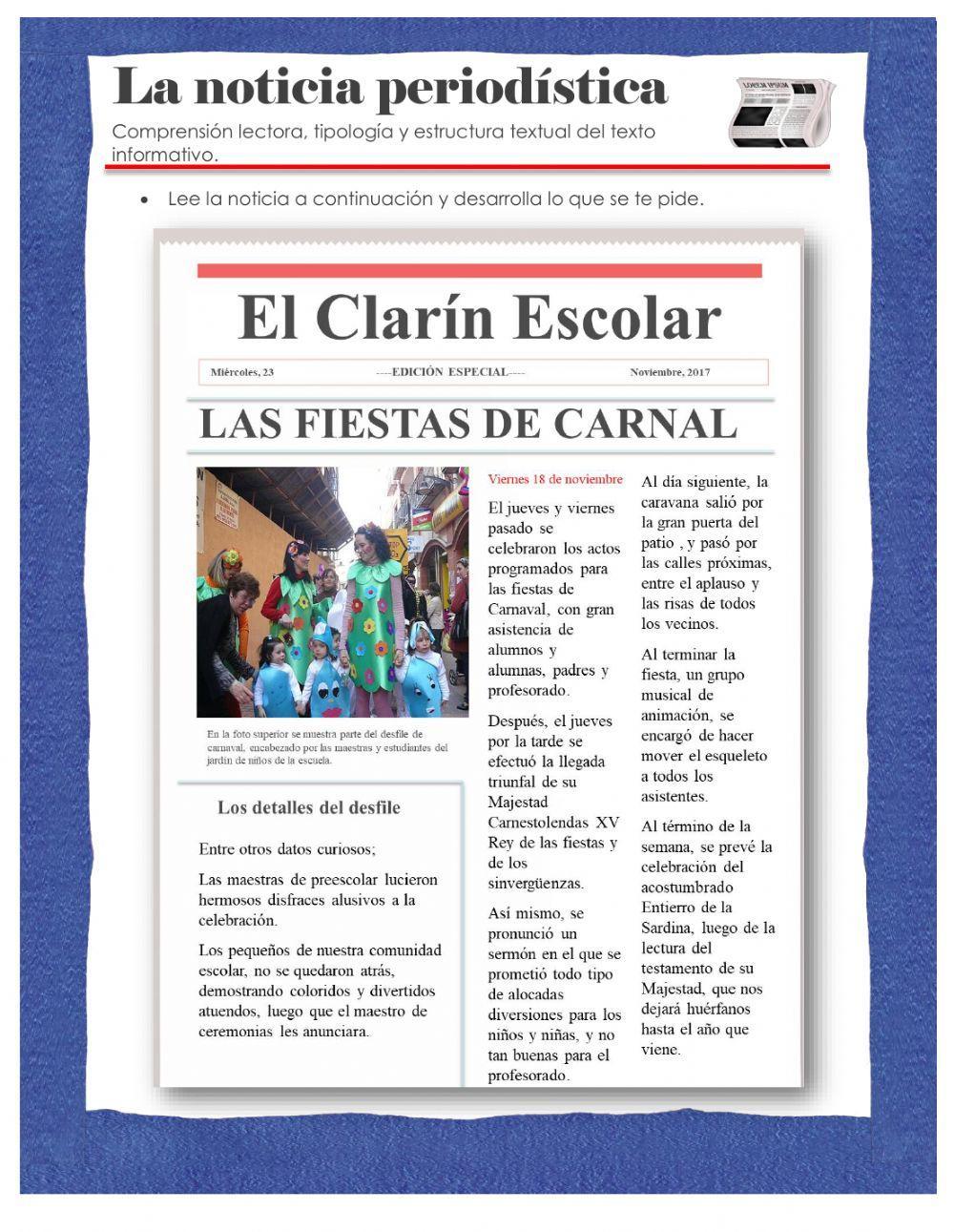 Partes De La Noticia Lengua Castellana Worksheet Live Worksheets | Porn ...