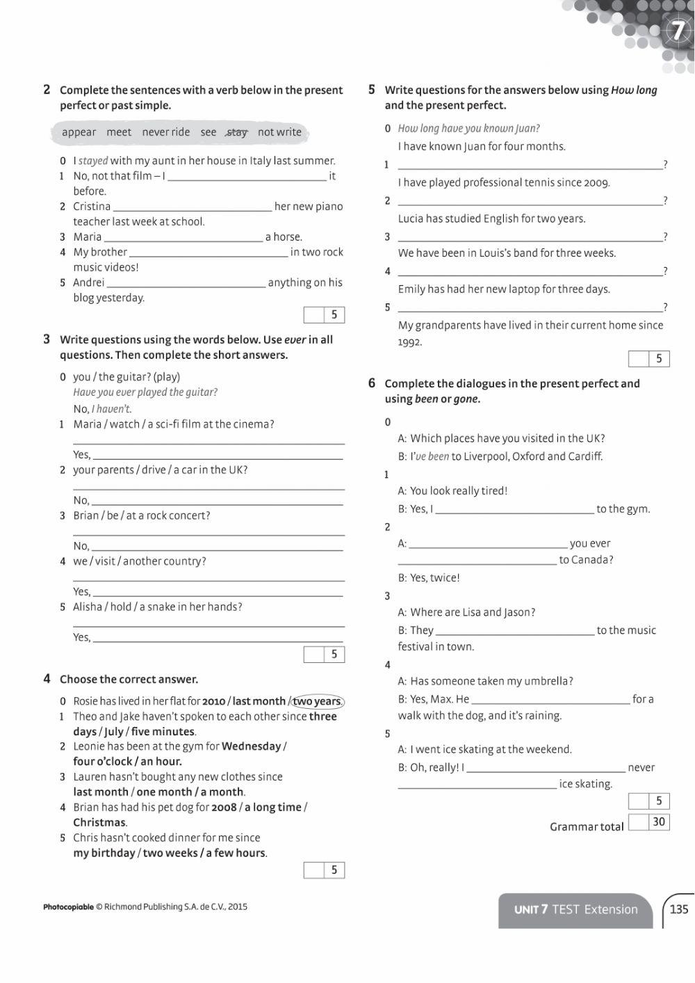 Unit 7 (Present… | Free Interactive Worksheets | 6237823