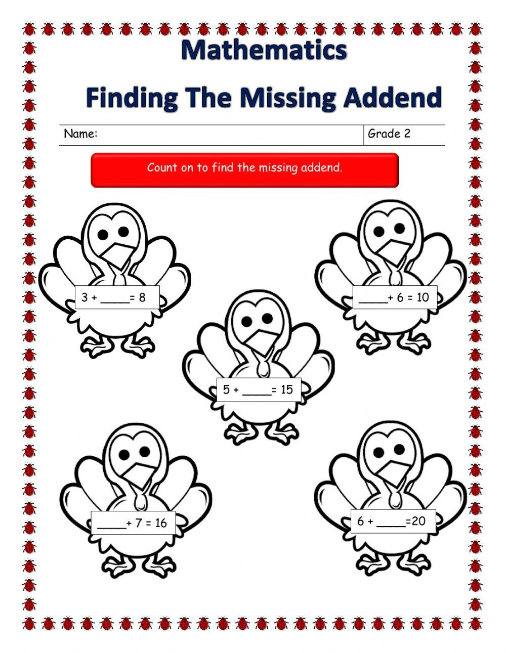 Finding The Missing Addend Worksheet Live Worksheets finding-the-missing-addend-worksheet-live-worksheets