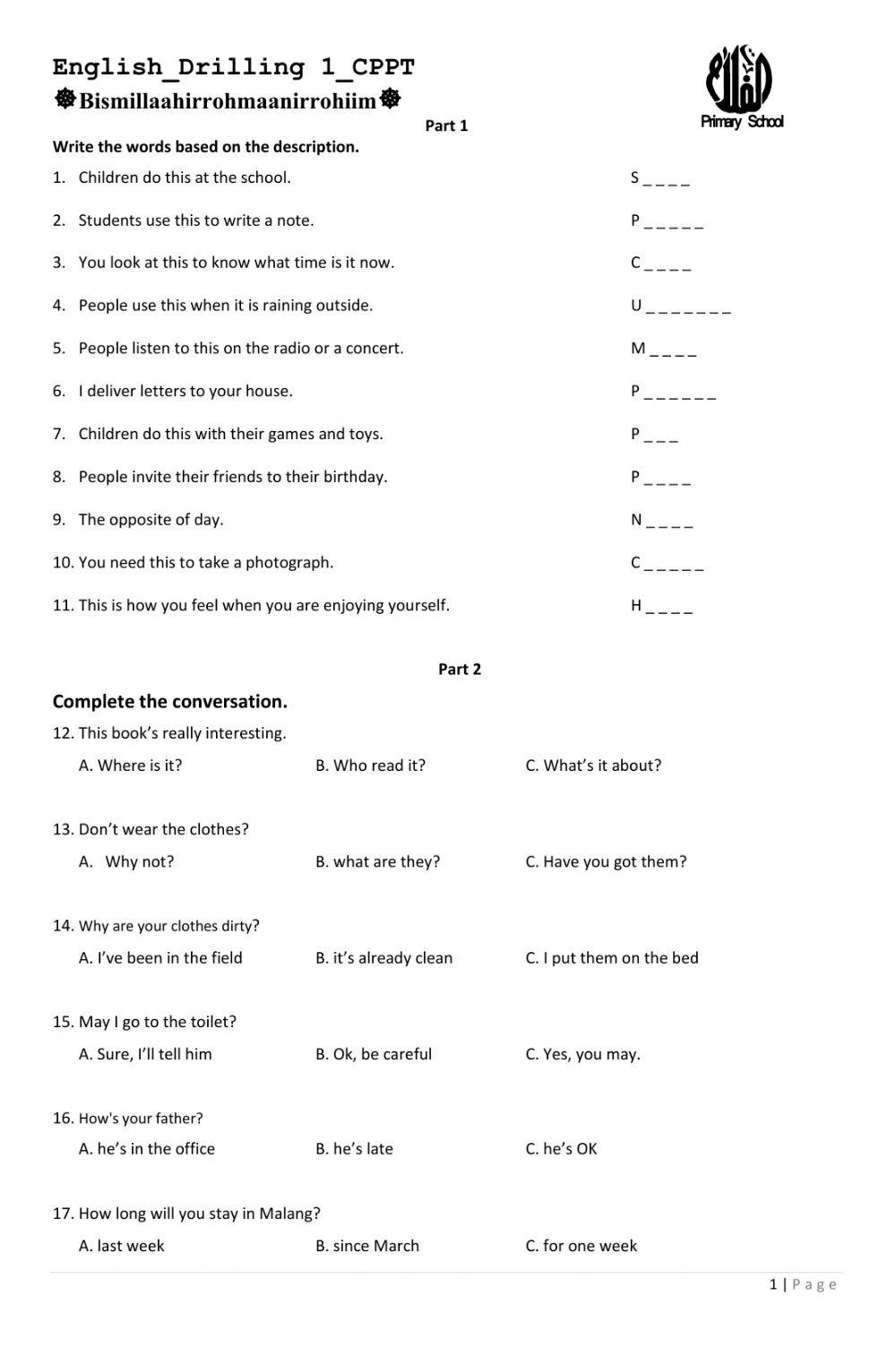 Examination dri… | Free Interactive Worksheets | 505781