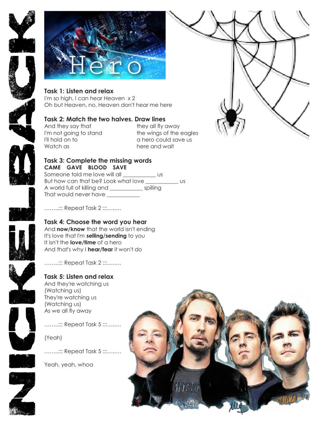 Song: Hero activity | Live Worksheets